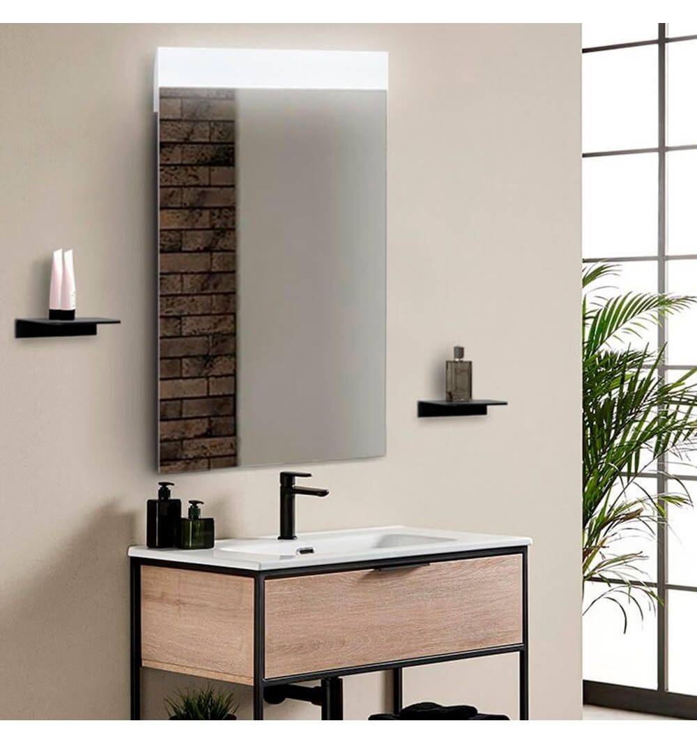 Espejo rectangular con luz LED frontal superior modelo Berlín